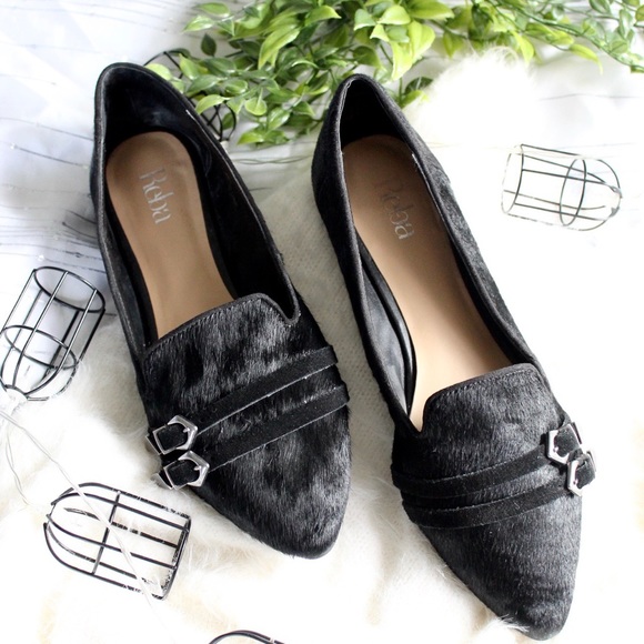 Reba | Shoes | Reba Hathi Black Calf Hair Flats | Poshmark